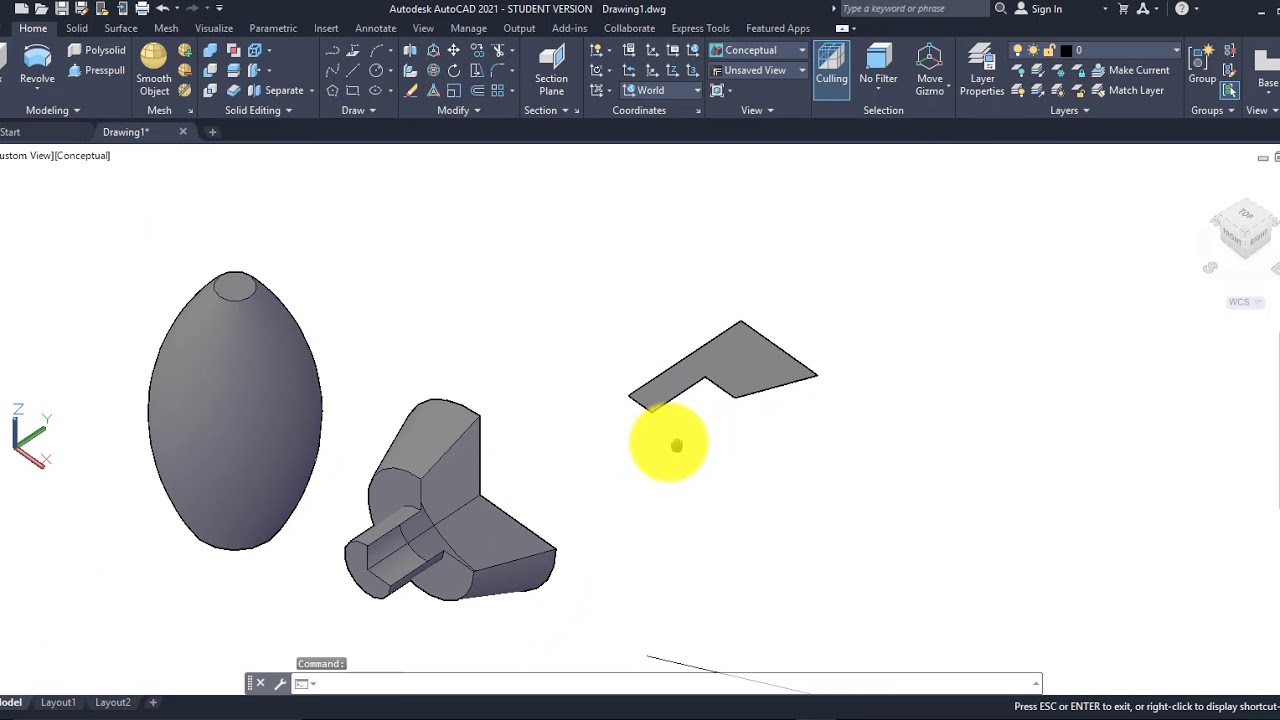 Autocad 3d Loft Revolve Sweep Shell Youtube