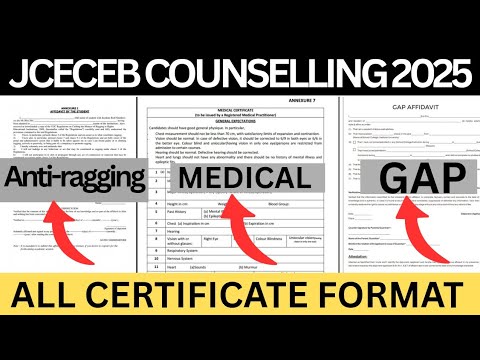 JCECEB 2025: ALL CERTIFICATE FORMAT 2025| ANTI-RAGGING, MEDICAL,GAP ...