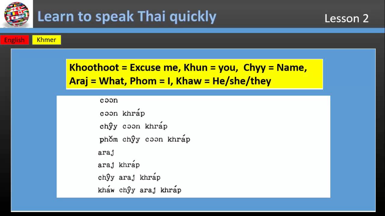 Learn to speak Thai quick: Lesson 2-grammer A - YouTube