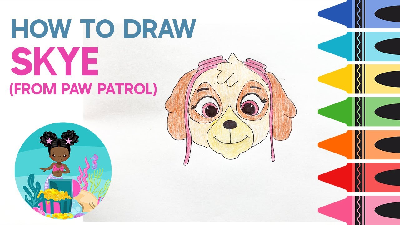 How to draw Skye from Paw Patrol | Easy step by step drawing tutorial ...