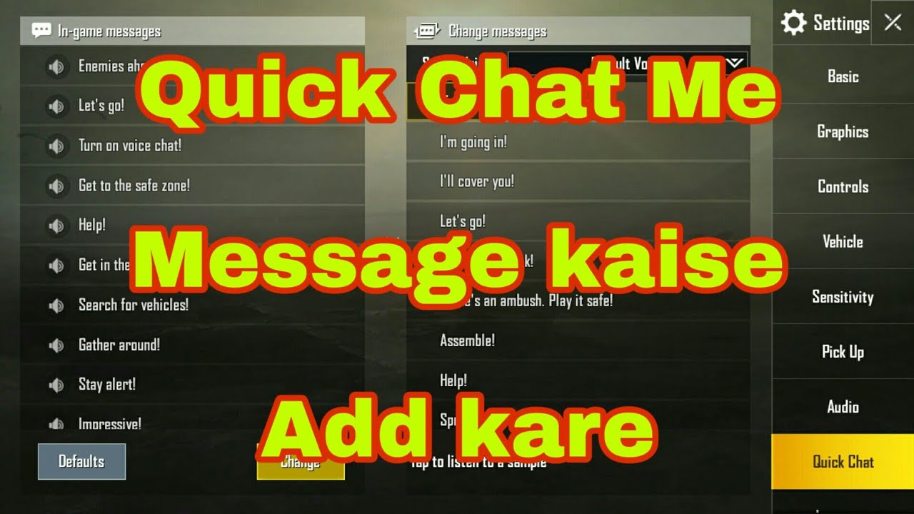 PUBG Game me Quick Chat Message kaise Add kare | - YouTube