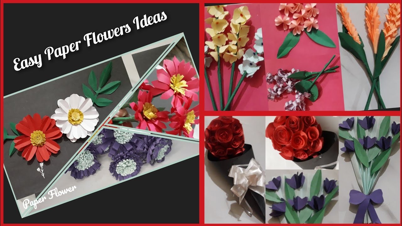 9 Ideas for easy paper flower/Artificial Flower making with paper ...