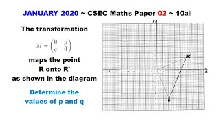 Paper2 Csec Maths 560 Transformation Matrix Mapped Point May June 2018 ...