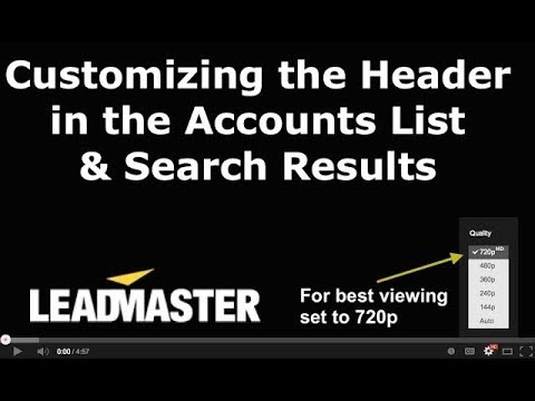 Customizing the Header in the Accounts List & Search Results - YouTube