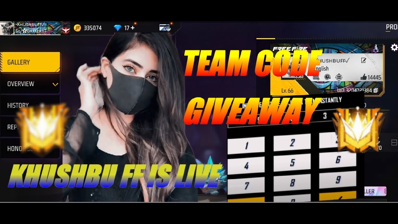 Khushbu Ff Team Code Giveaway With Custome Challenge - YouTube