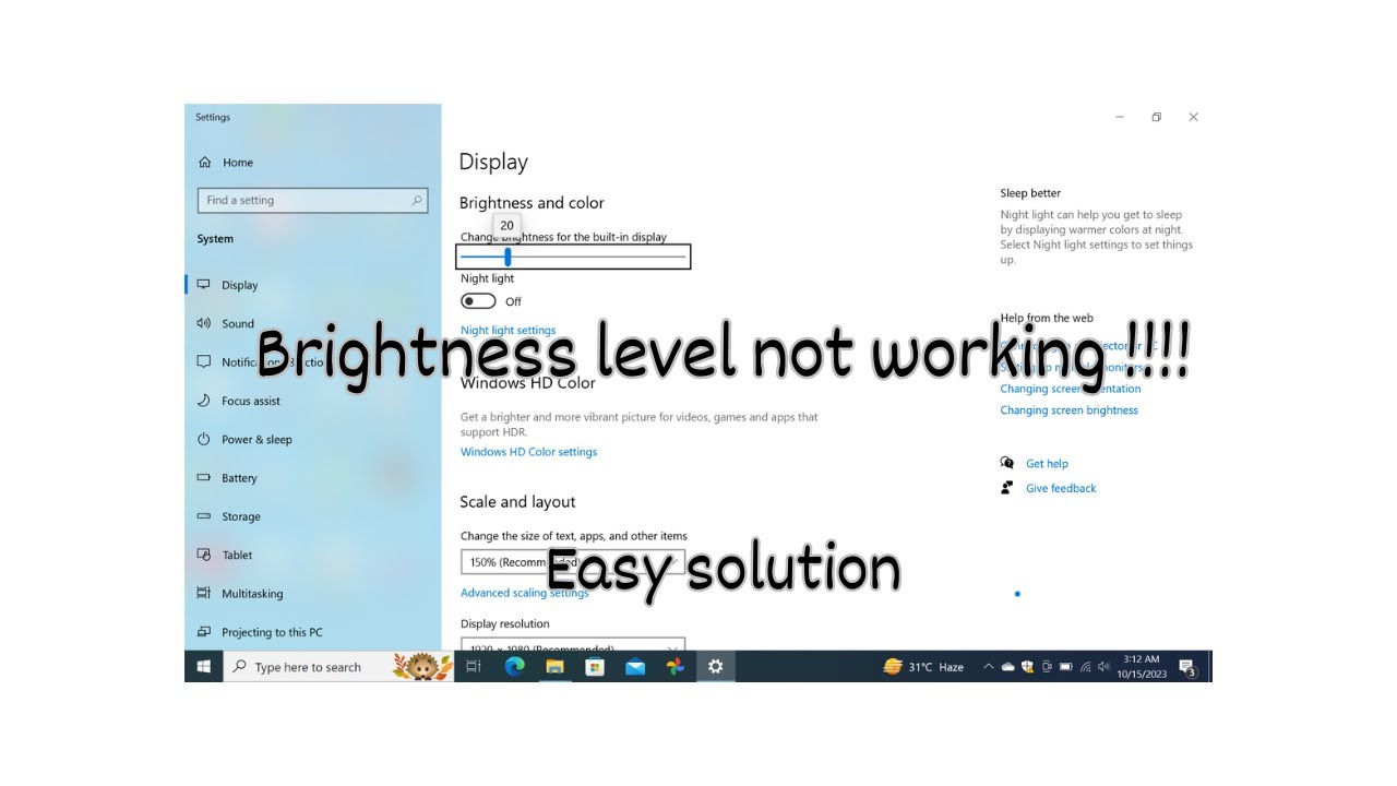Brightness not working in window 10 - YouTube