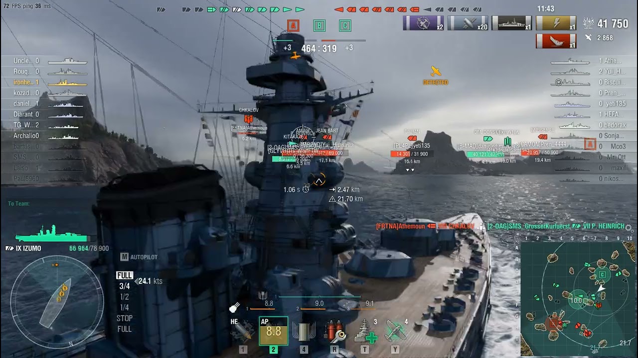 World Of Warships Random Battle Gamepaly With IZUMO Battleship - YouTube
