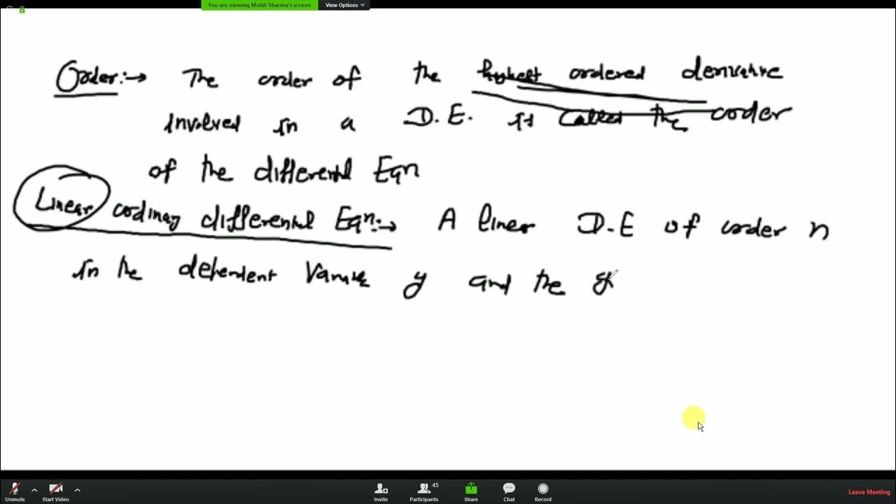 Ode Lecture 1 Youtube