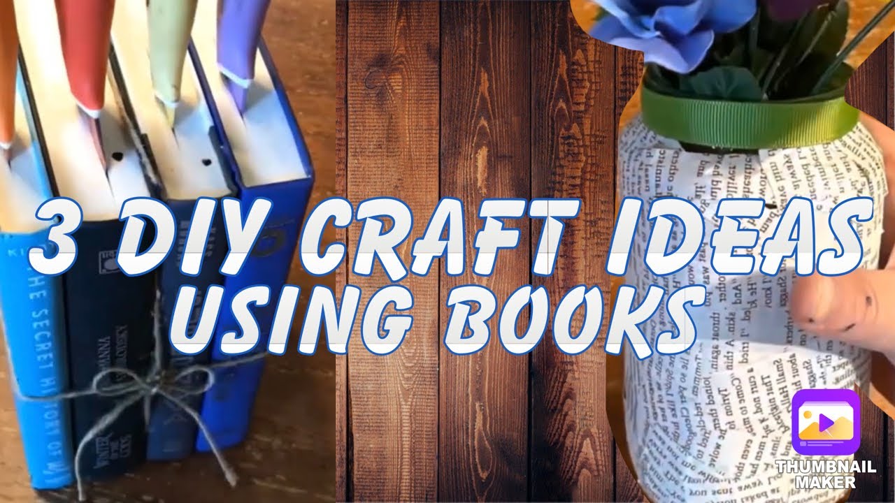 3 EASY but Awesome Crafts using old Books! Upcycling Books Crafts DIY ...