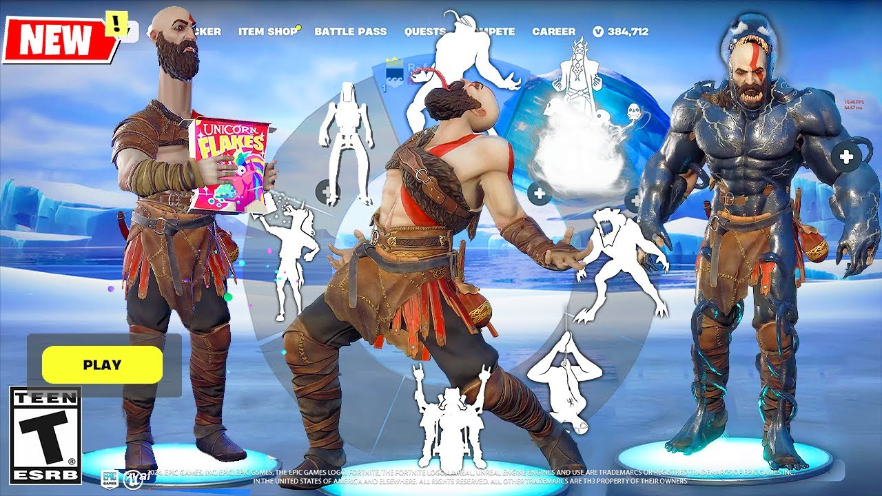 KRATOS Fortnite (God of War) doing all Built-In Emotes and Funny Dances ...