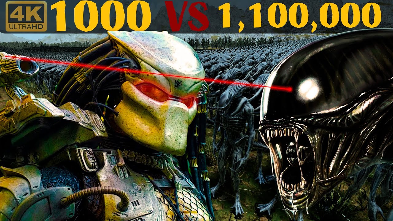 1,100,000 Aliens VS 1,000 Predators - Epic Battle - UEBS2 [4k] - YouTube