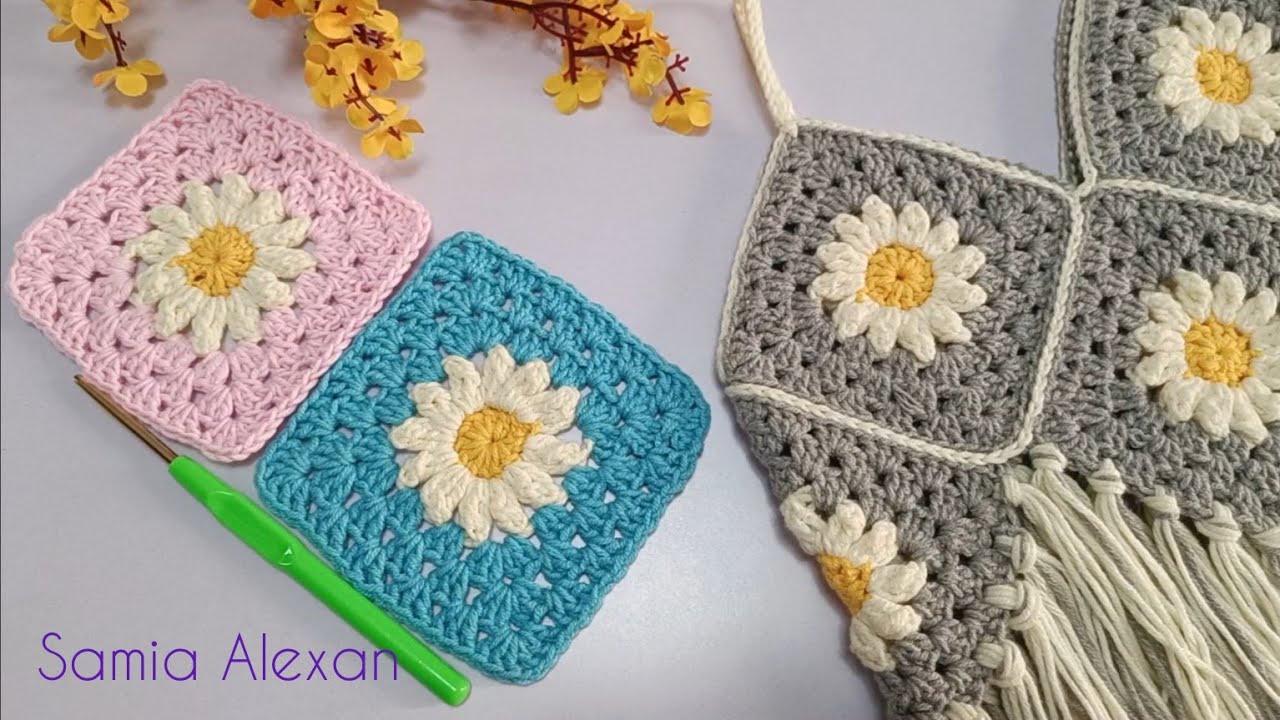 Crochet: how to crochet daisy granny squares for beginners/daisy ...