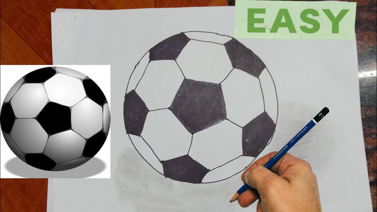 how to draw a Football step by step/ very easy drawing for kids - YouTube