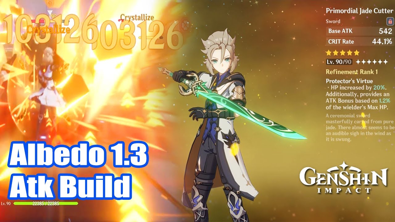 Genshin Impact - Albedo 1.3 & Primordial Jade Cutter Atk Build DPS ...