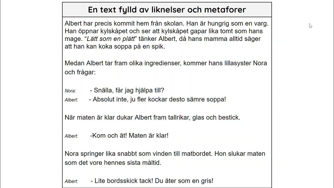 En text fylld av liknelser och metaforer (Uttal) - YouTube