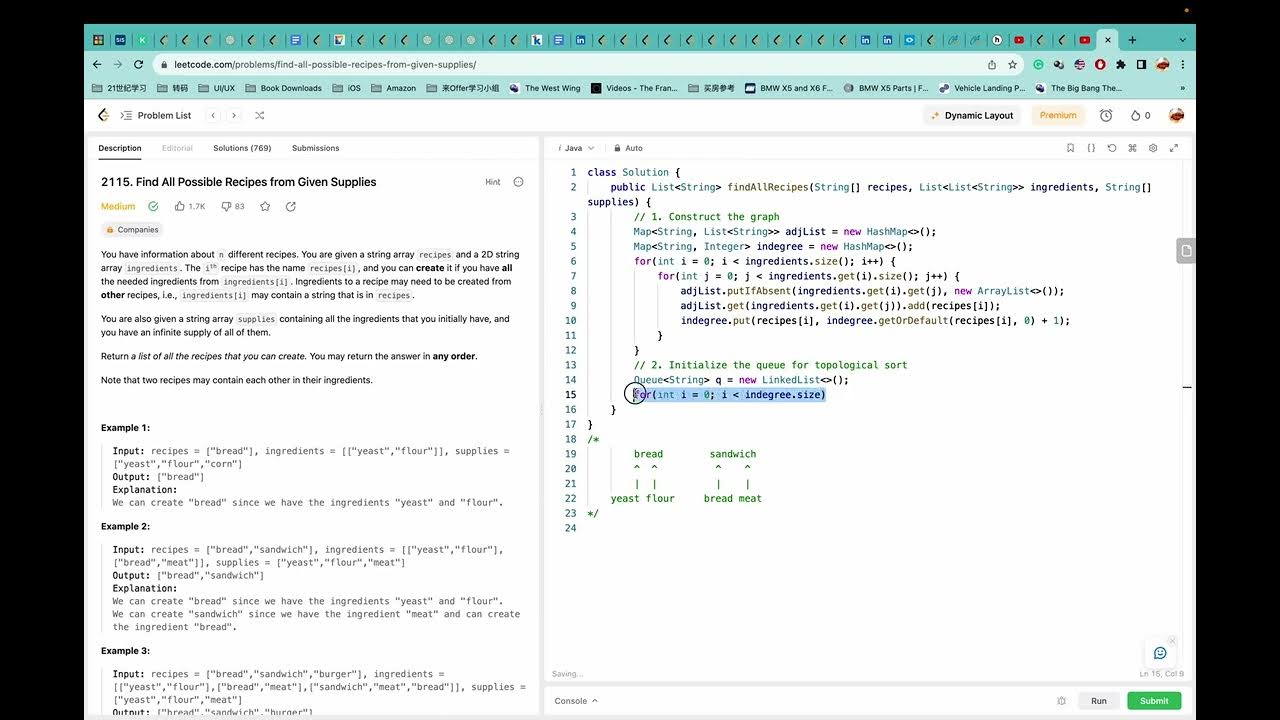 Leetcode 2115 Find all possible recipes from given supplies - YouTube