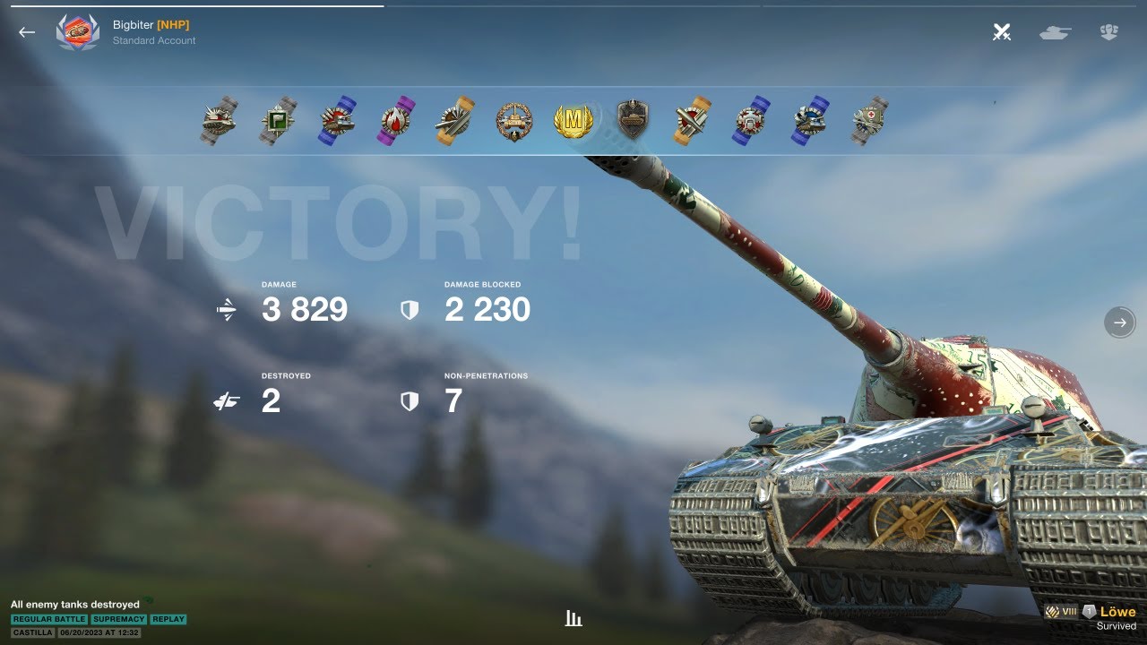 Lowe 💨 German Tier VIII Heavy / 3829 dmg / 2 frags 🏆ACE MASTERY BADGE💪😎 ...