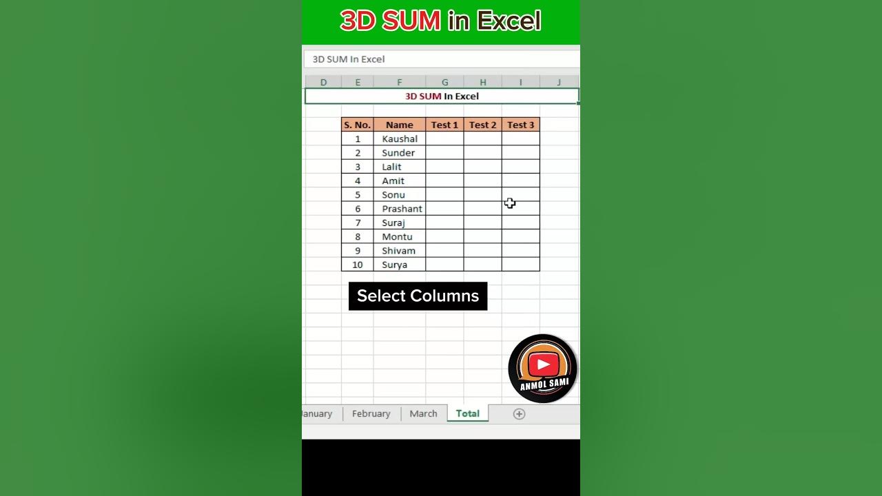 3D SUM in Excel | Excel Tips & Tricks | How to Sum of Multiple Sheets in Excel #exceltips # ...