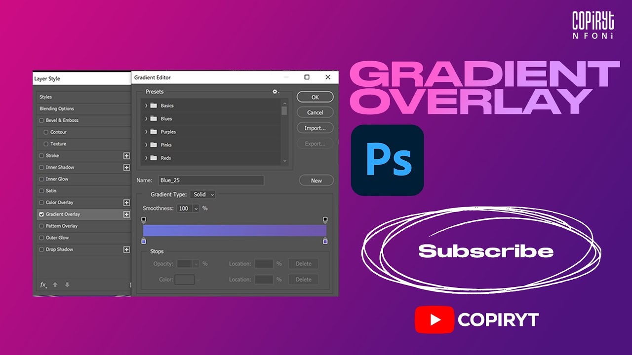 GRADIENT OVERLAY (PHOTOSHOP) made simple - YouTube