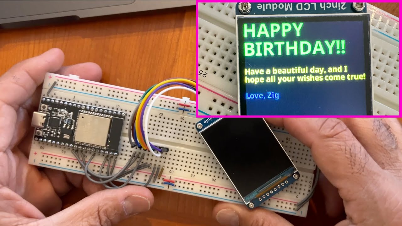 ESP32 WROOM Dev Module with a Waveshare 2 inch TFT screen using TFT ...