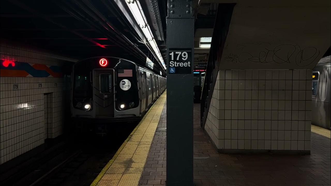 Manhattan bound R179 F arriving at 179 St - YouTube