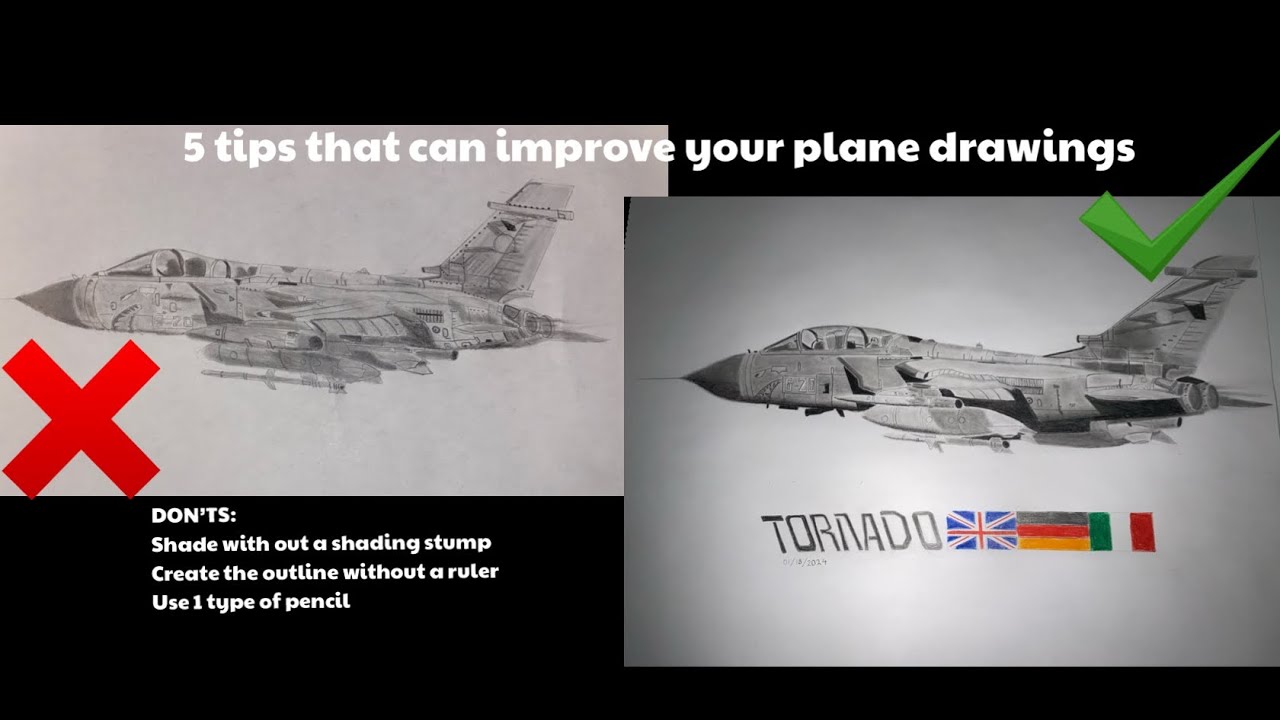 ︎ 5 tips that can improve your airplane drawings | shading | sketching ...