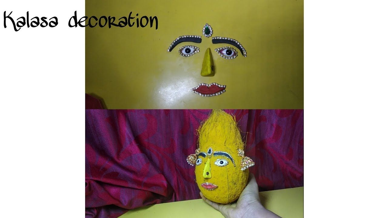 Varamahalakshmi Kalasa decoration|Coconut face decoration - YouTube