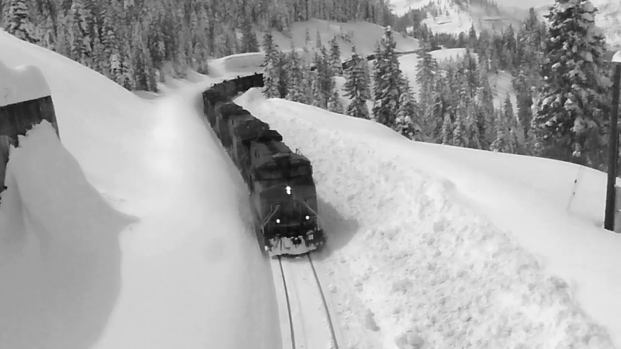 Donner Summit Pass - Union Pacific Train in Deep Snow - YouTube