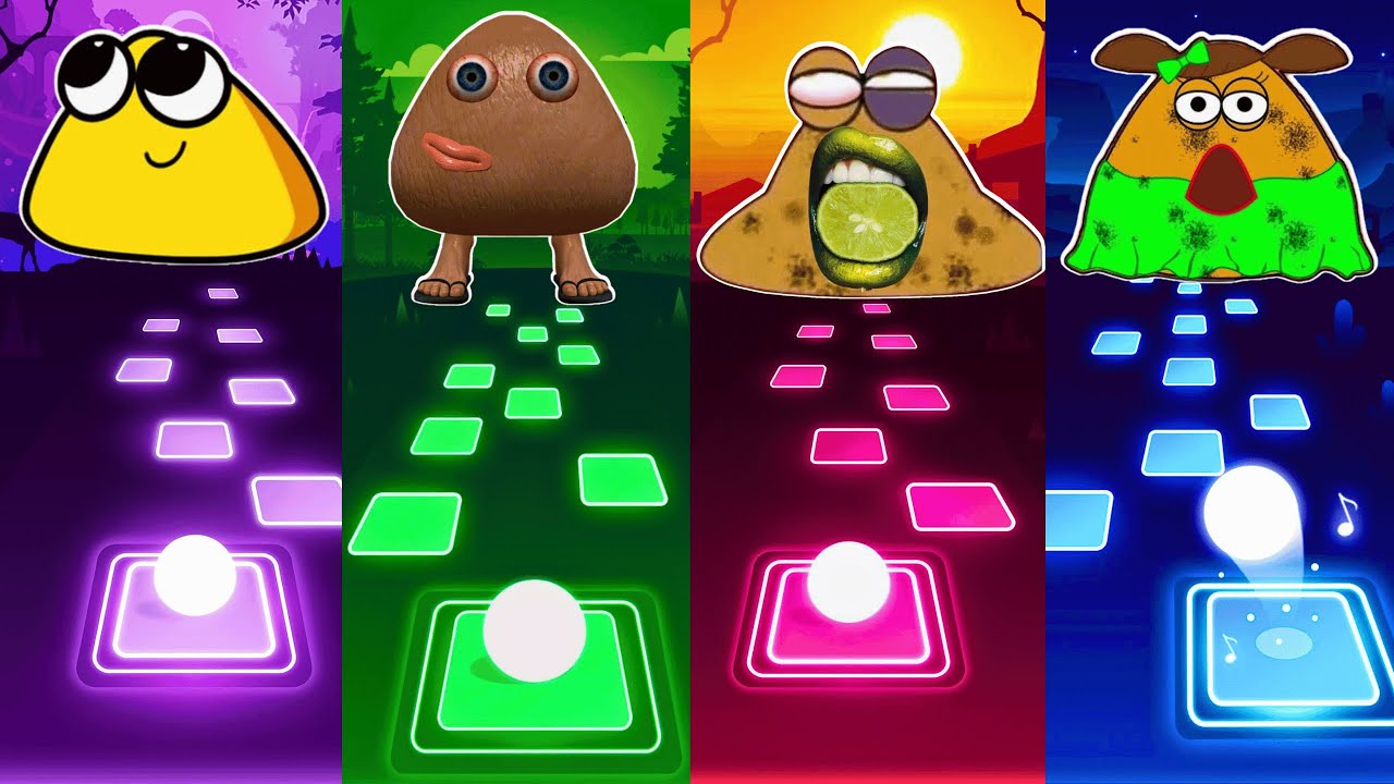 Pou song vs Pous revenge vs Poulina vs Poop pou | Tiles Hop - YouTube