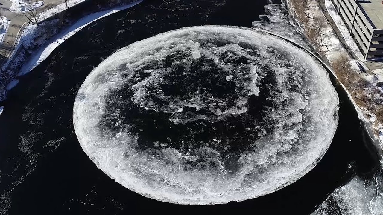 Watch 300-Foot Ice Disk Spinning Nonstop In The Middle of River - YouTube