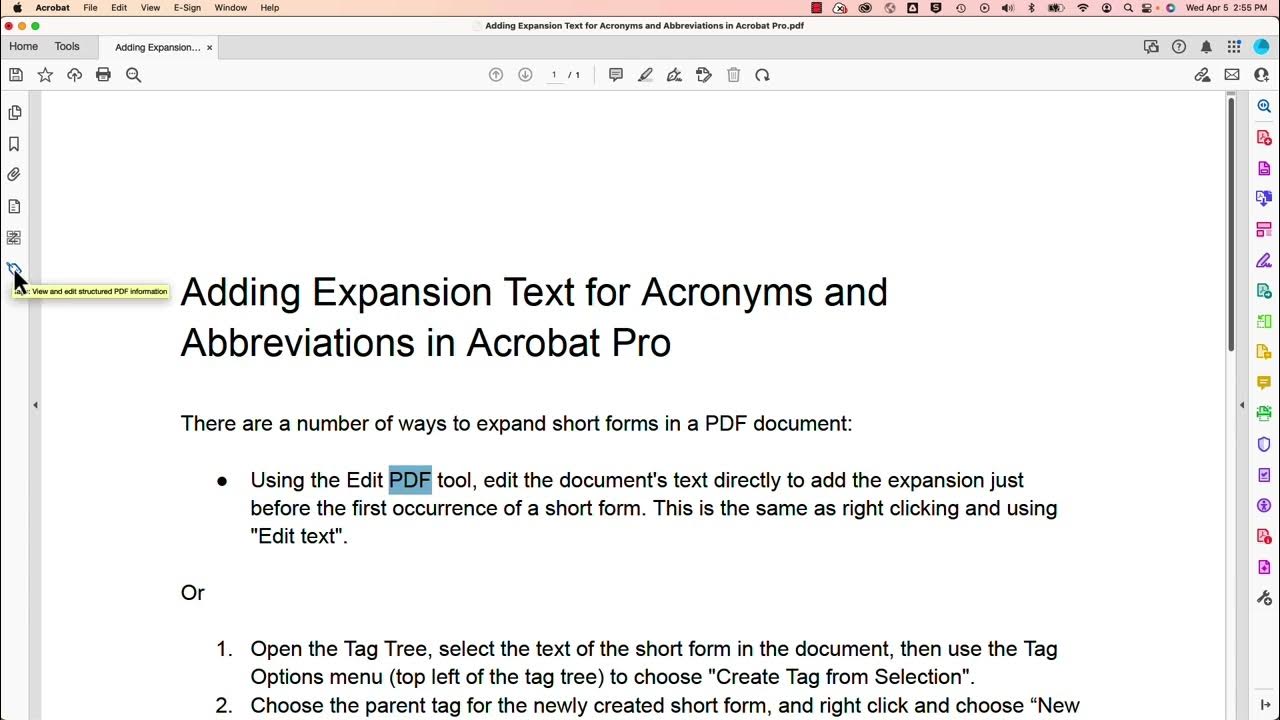 Adding Expansion Text for Acronyms and Abbreviations in Acrobat Pro ...
