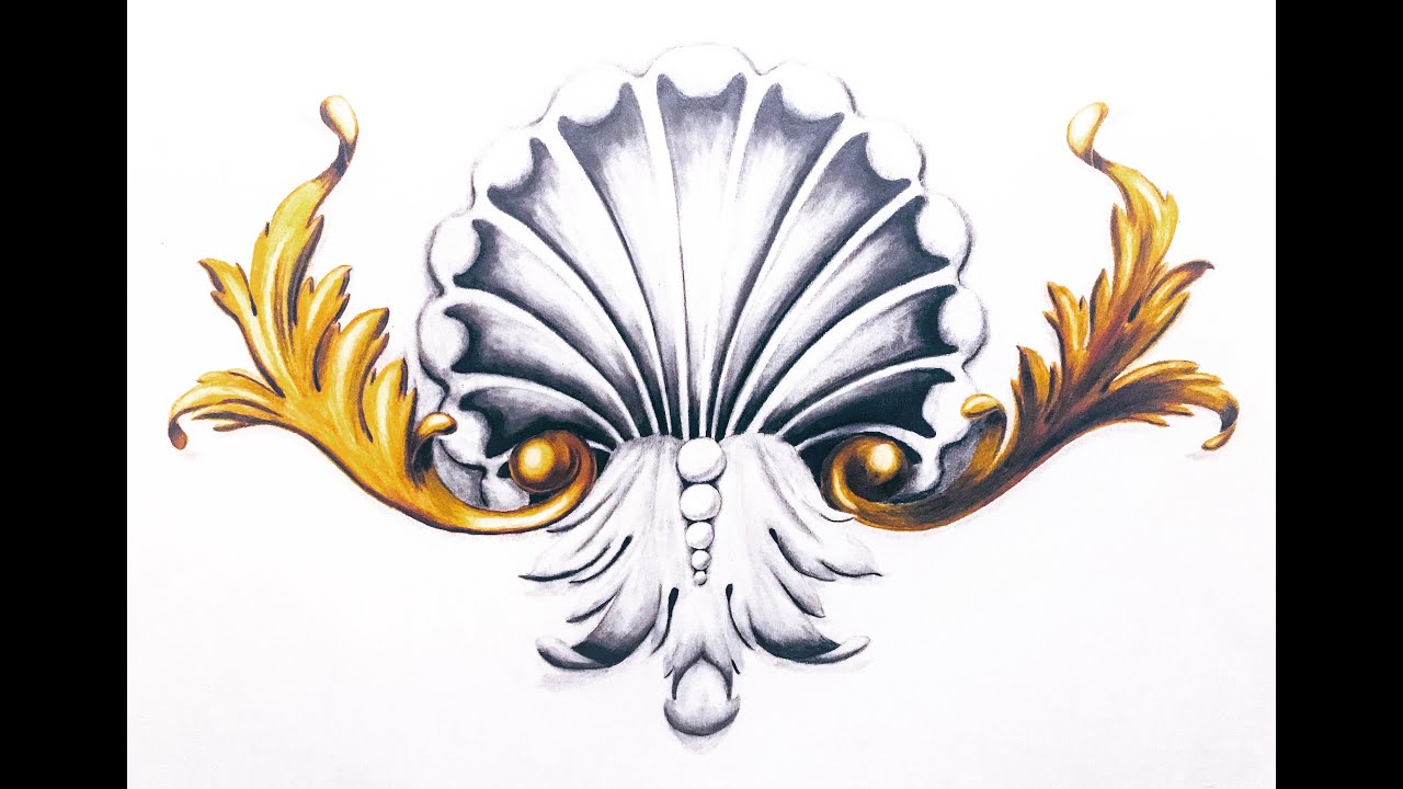 Time Lapse | Drawing | Baroque Scallop Ornament - YouTube