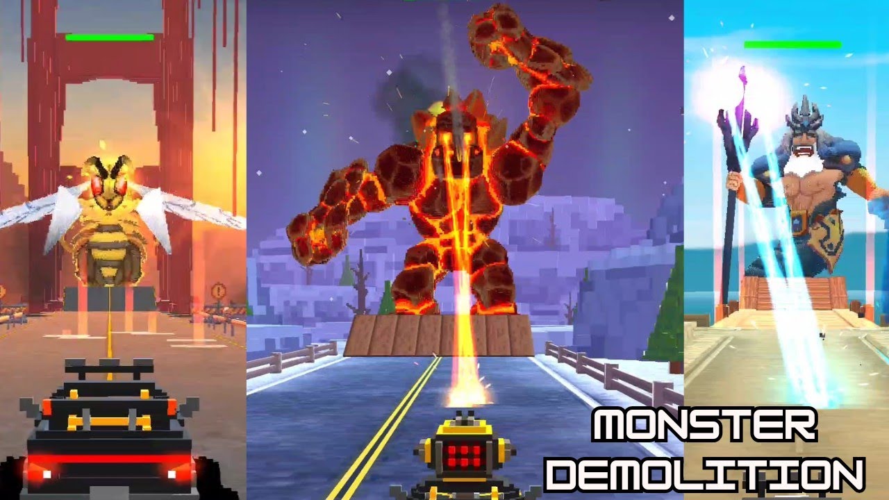Let's deal with the fire golem. Monster Demolition mobile game - YouTube