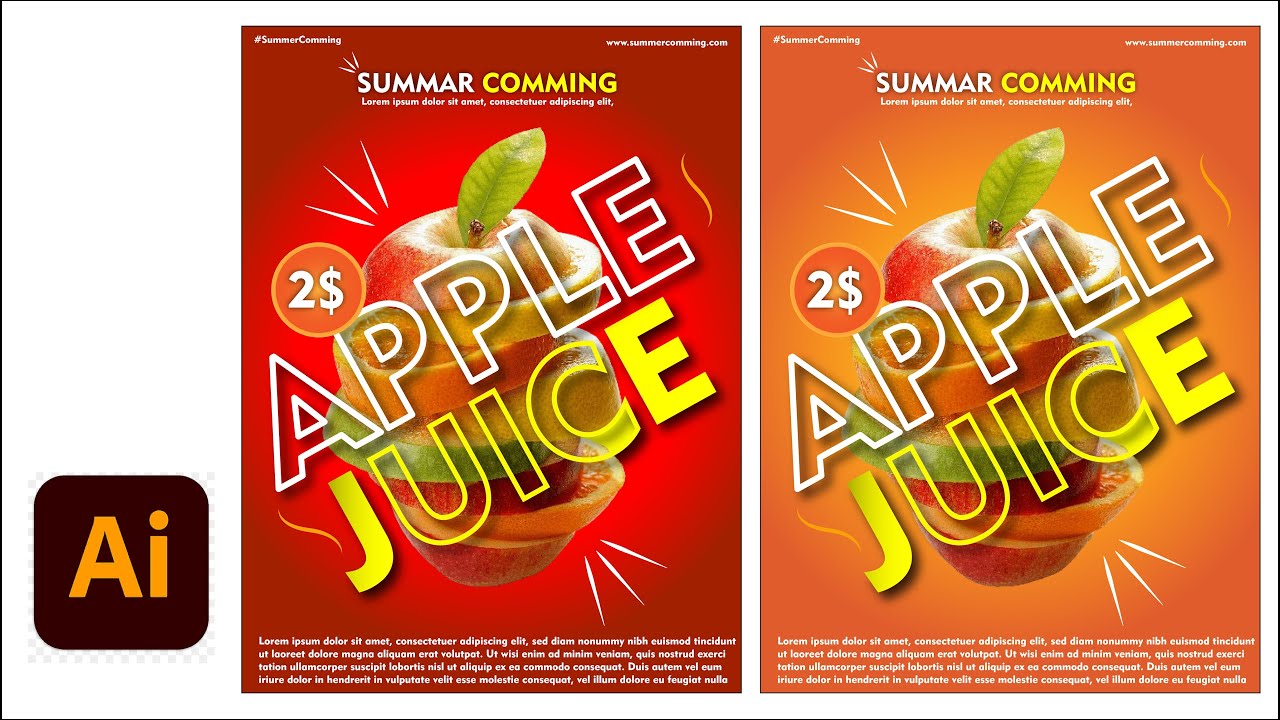 How to Create a Apple Juice Social Media Poster Design in illustrator ...