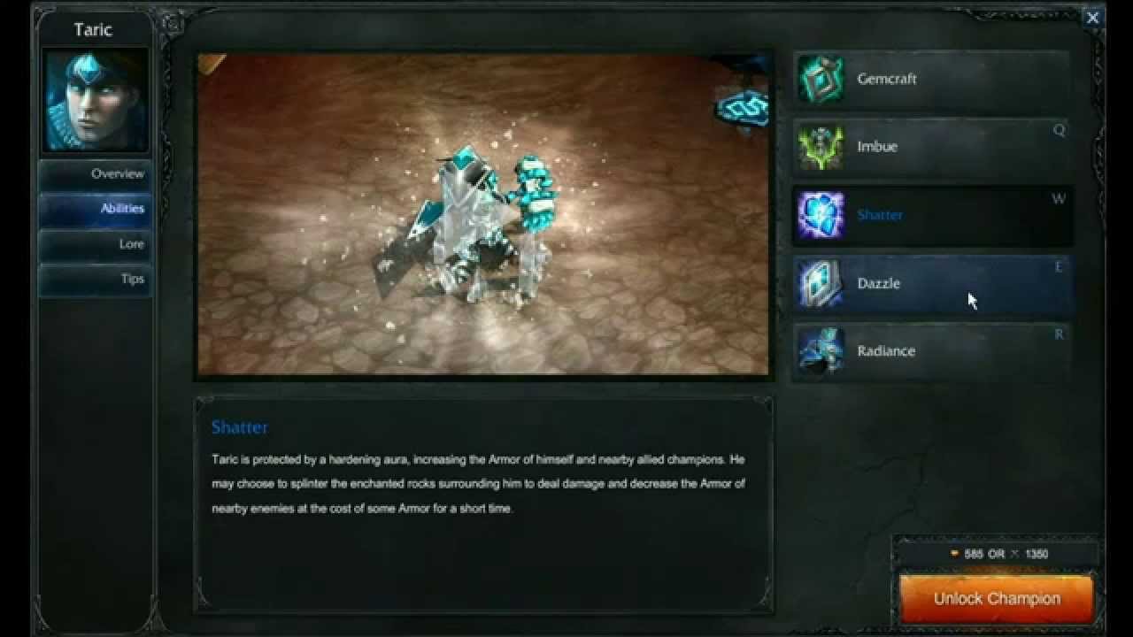 Taric abilities - League of Legends - YouTube