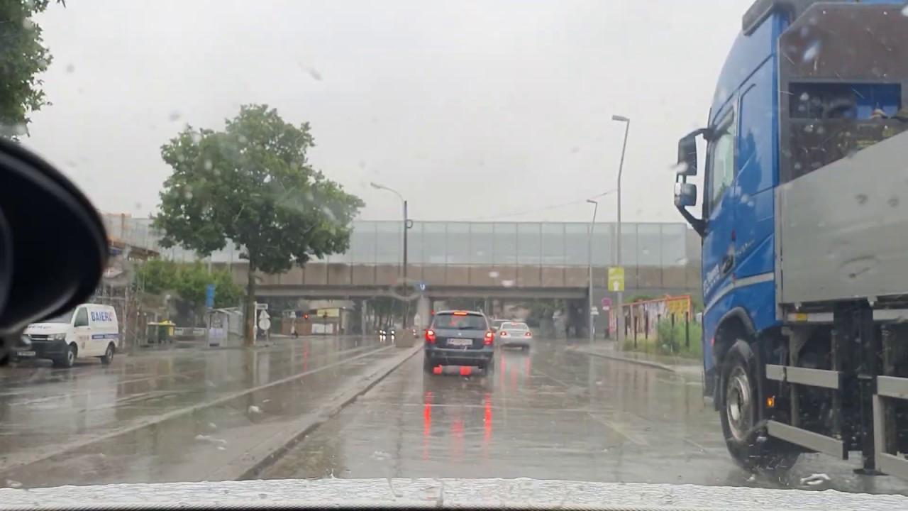 Vienna Austria driving in heavy rain - YouTube