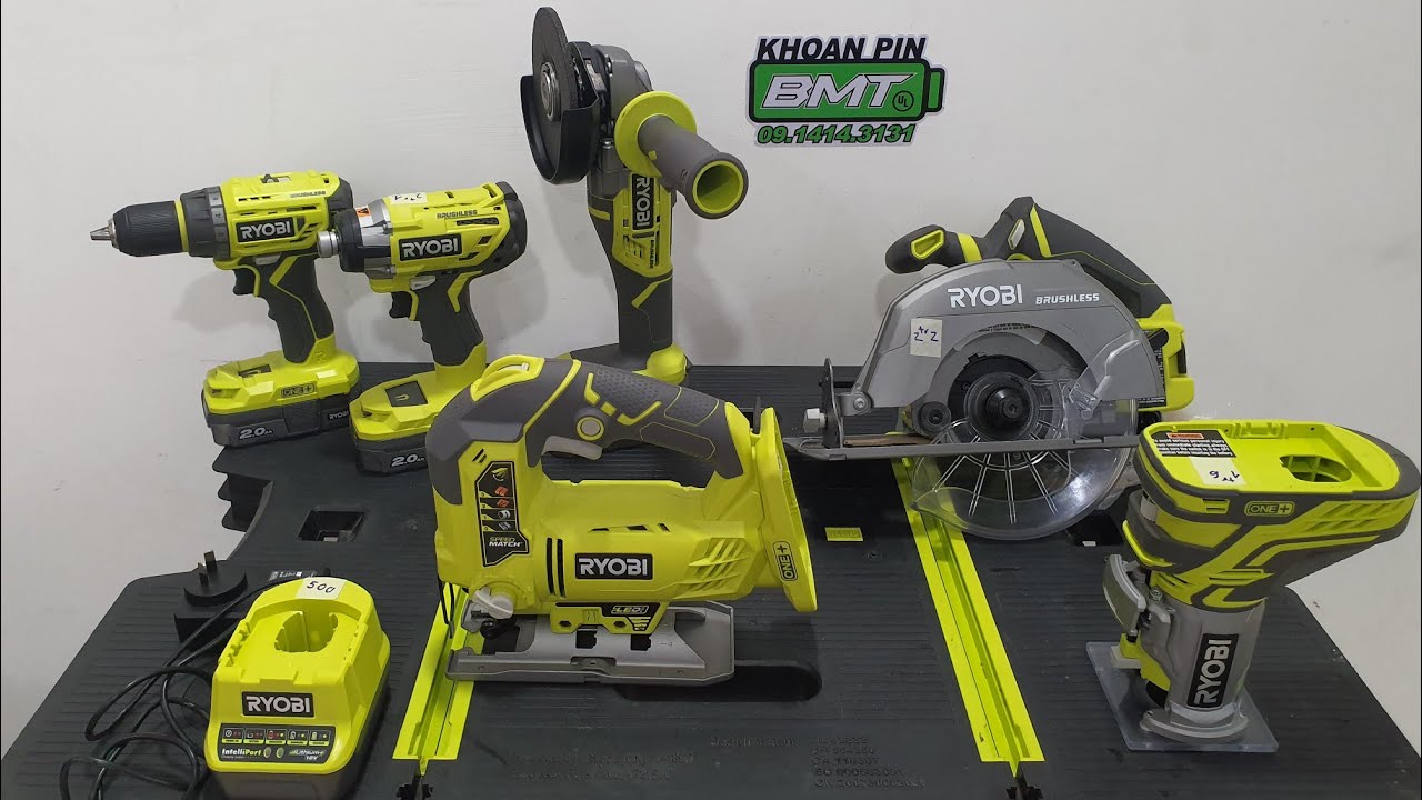 Ryobi. Khoan P252 💯, vít P238 💯, cưa lọng R18JS, mài R18AG7, cưa đĩa ...