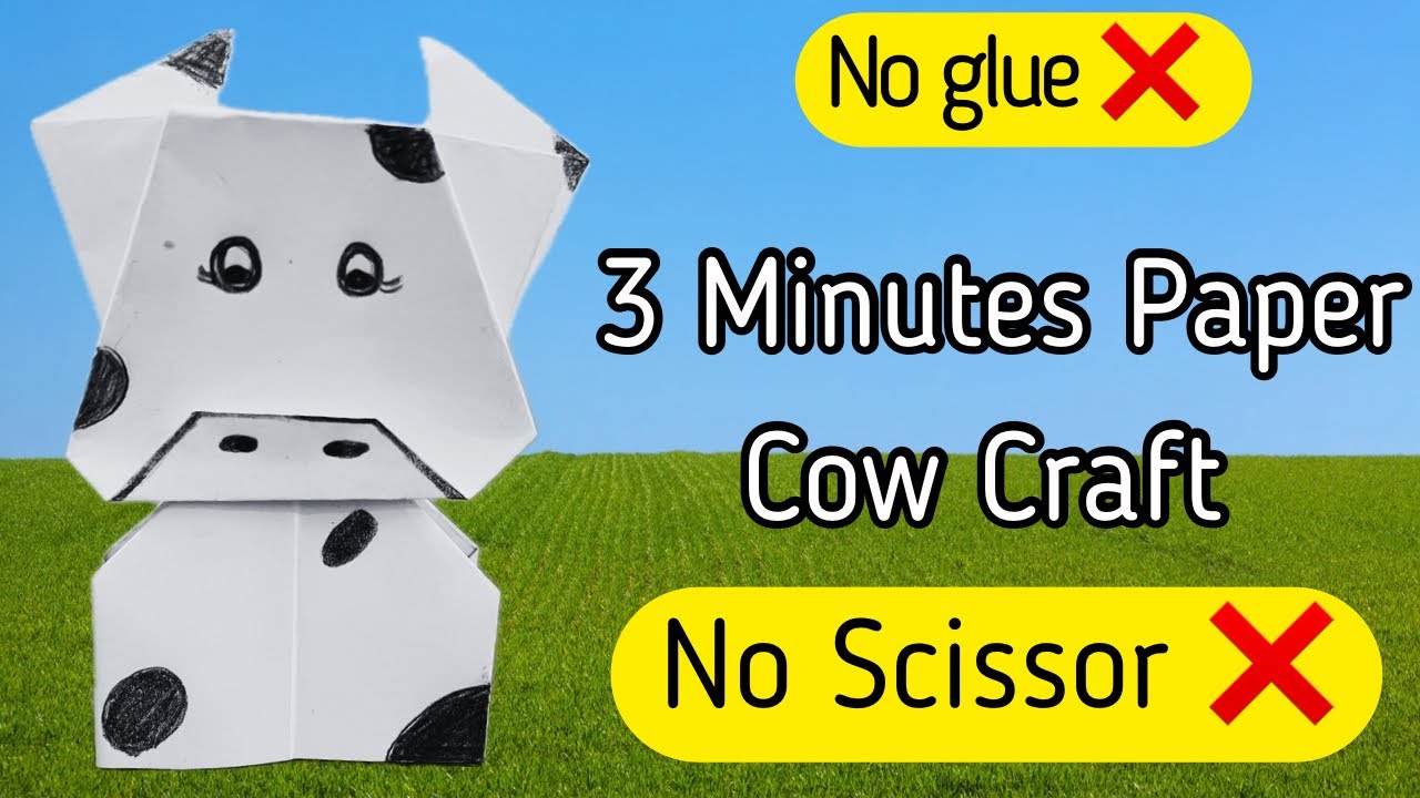 🐮How to Make a Paper Cow🐄| No glue No Scissors | Easy Animal Craft for ...