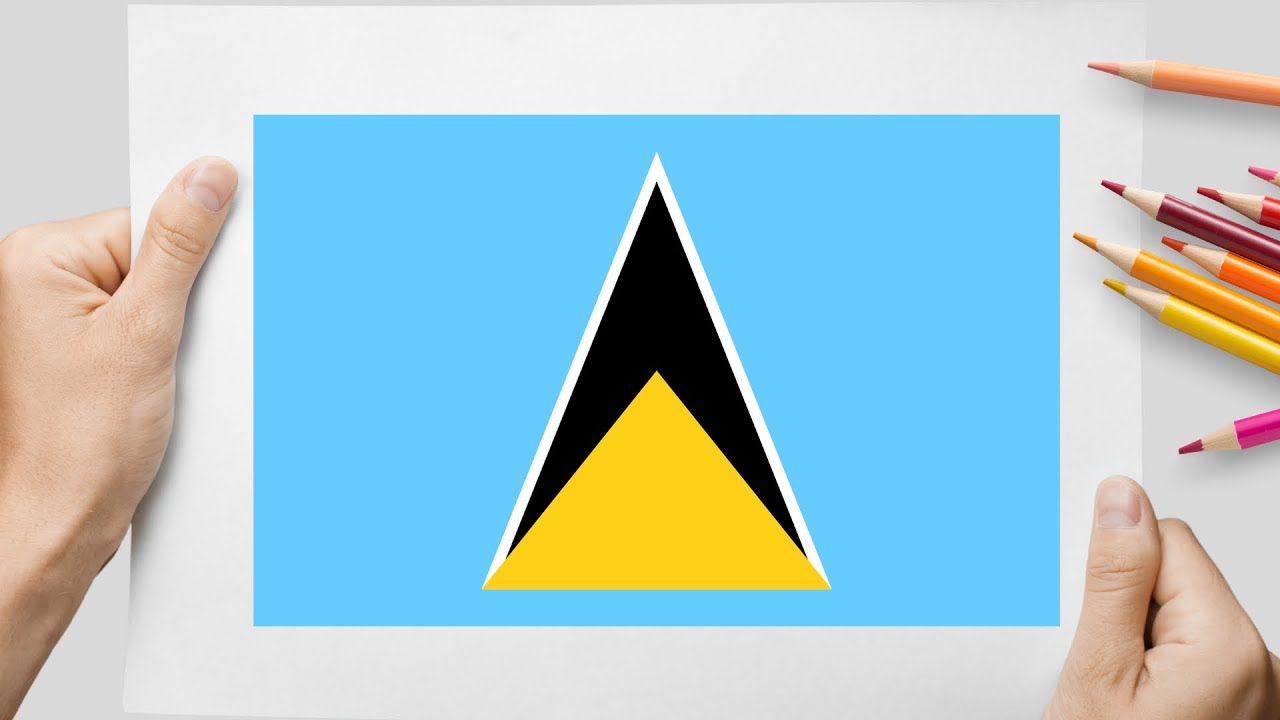 How To Draw Saint Lucia Flag - Easy Step-by-Step Drawing & Coloring ...