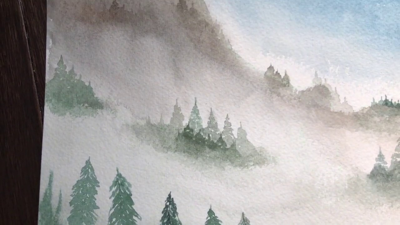 Misty Pine trees/WaterColor Painting/Art Therapy - YouTube