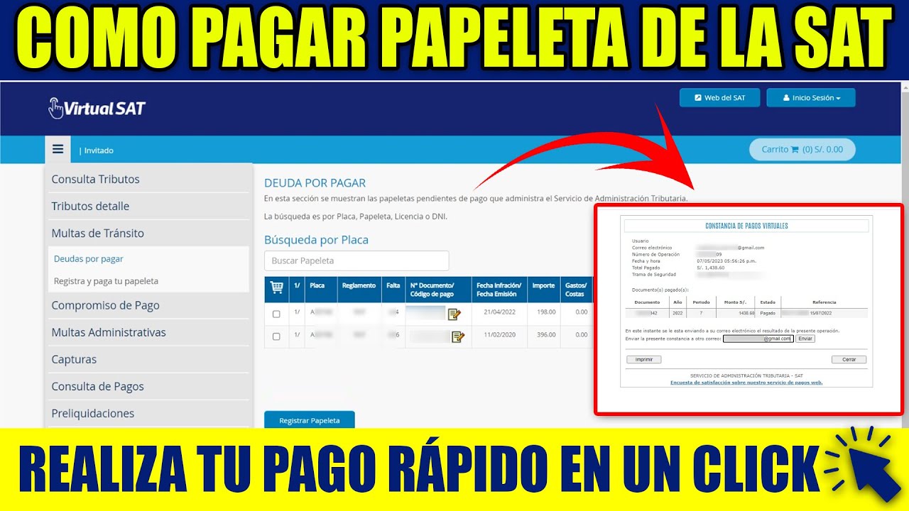 COMO PAGAR PAPELETA DE LA SAT - LIMA PASO A PASO DESDE CASA - YouTube