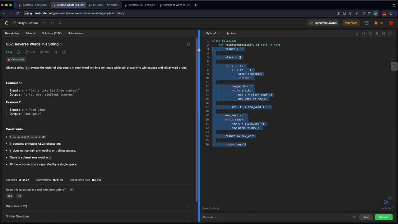 Pomodoro Joe - LeetCode 557 - easy - - YouTube