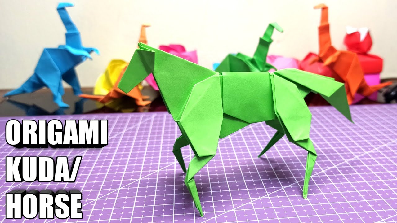 Origami kuda/horse | cara membuat origami kuda/horse | origami animal ...