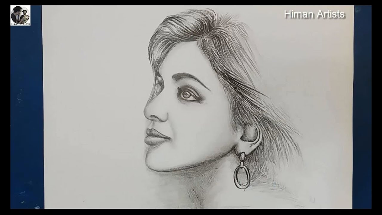 Beginner Drawing Side Girl face step by step || Slow Drawing Side Girl ...