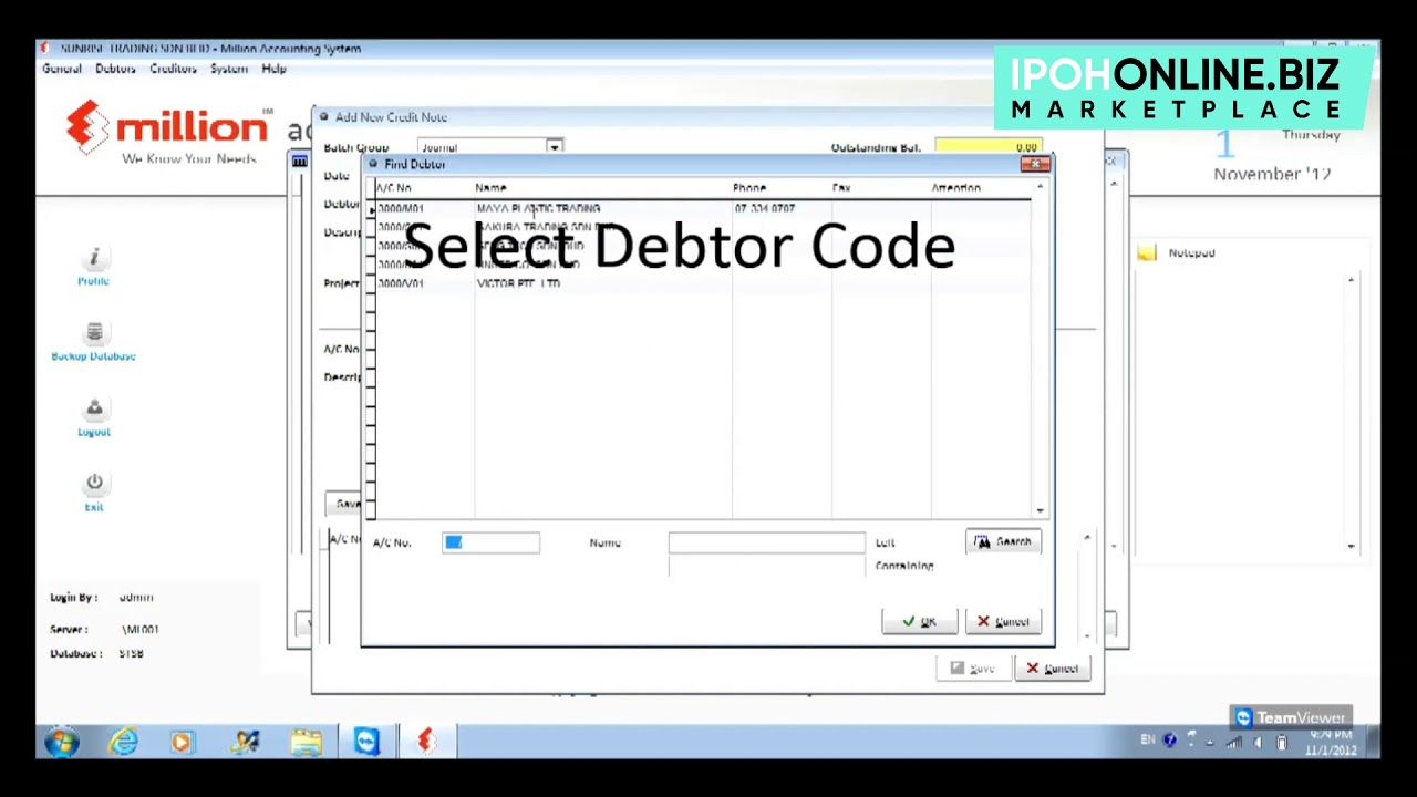 MILLION ACCOUNTING | How To Maintain Debtor Credit Note | IPOHONLINE ...