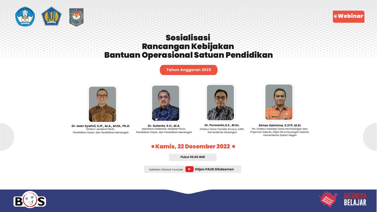 Webinar - Sosialisasi Rancangan Kebijakan Bantuan Operasional Satuan ...