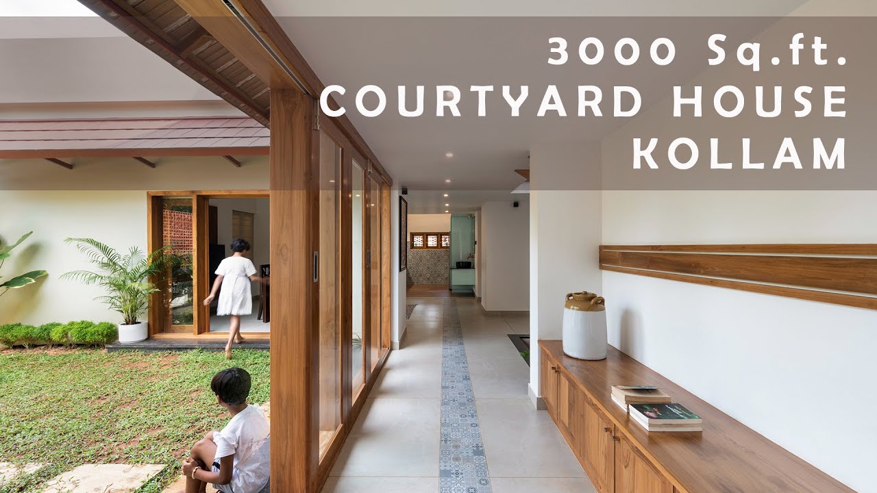 3000 sq.ft. Contemporary courtyard house in 16 cents at Kollam. - YouTube