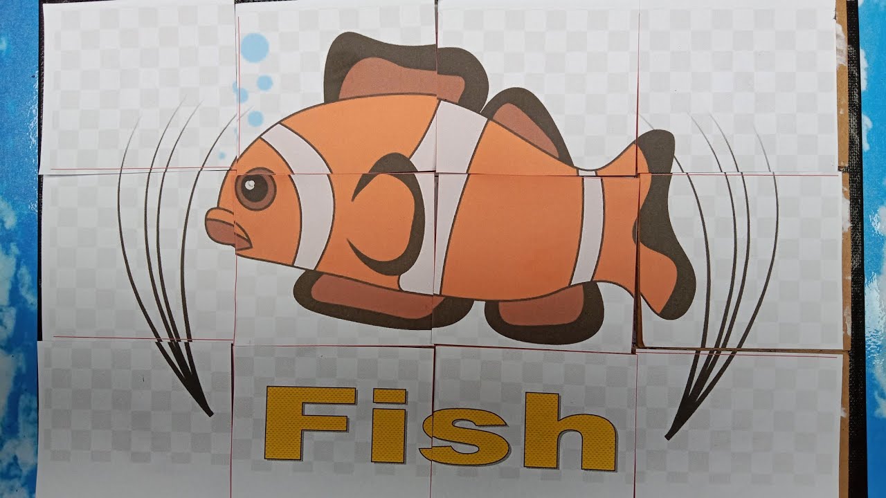 Bermain puzzle, menyusun angka dan membentuk gambar ikan - YouTube
