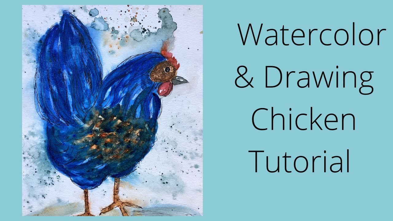 How to Paint & Draw a Watercolor Chicken Tutorial #watercolortutorial # ...