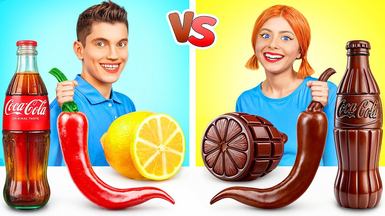 Chocolate vs Real Food Challenge | Chocolate Cake Decorating by Candy ...